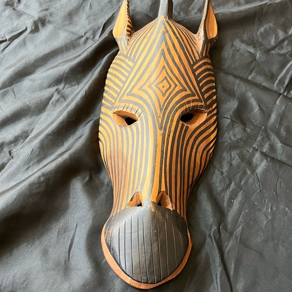 Vintage | Accents | Vintage African Hand Carved Zebra Mask Wood Mask ...